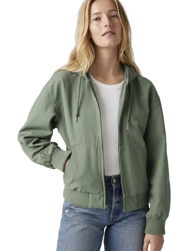 LEVI'S Relaxed Fit Hooded Bomber Jacket - Light Green