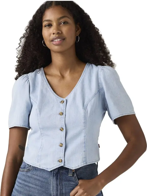 LEVI'S Moxie Short-sleeve Denim Blouse - Soft As Butter