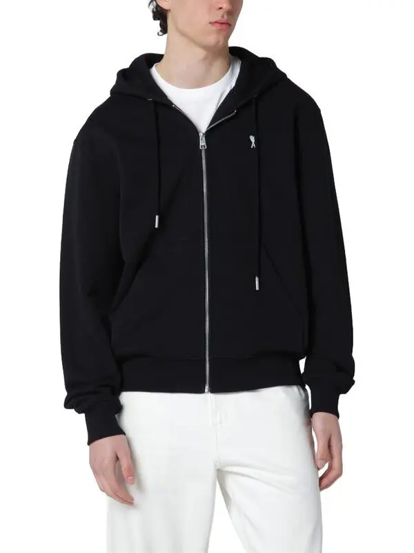 Ami De Coeur Zip-up Sweatshirt - Black