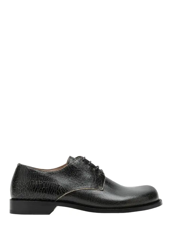 Loewe Campo Derby In Crackled Calfskin - Black