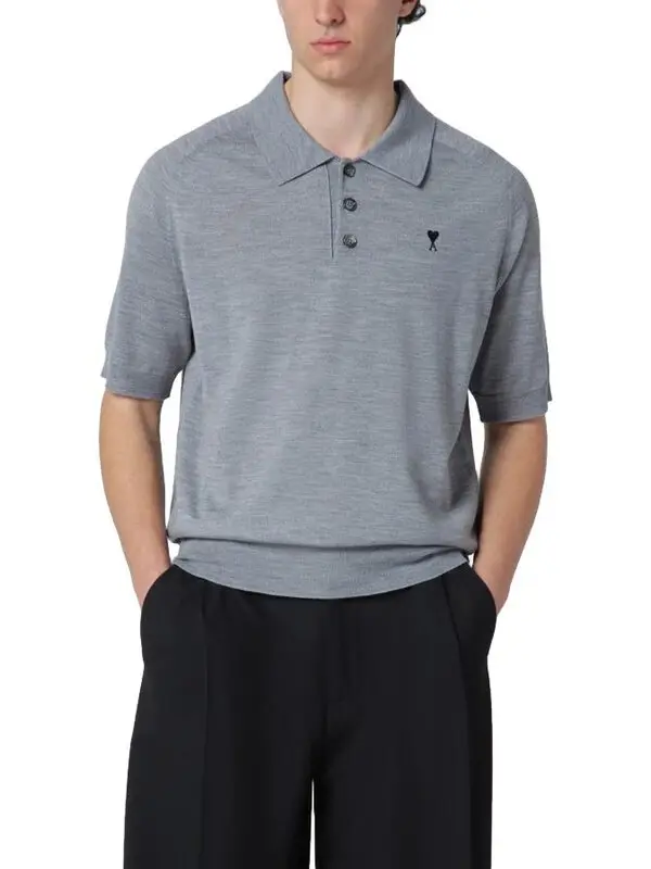 Ami De Coeur Wool Polo Shirt - Grey