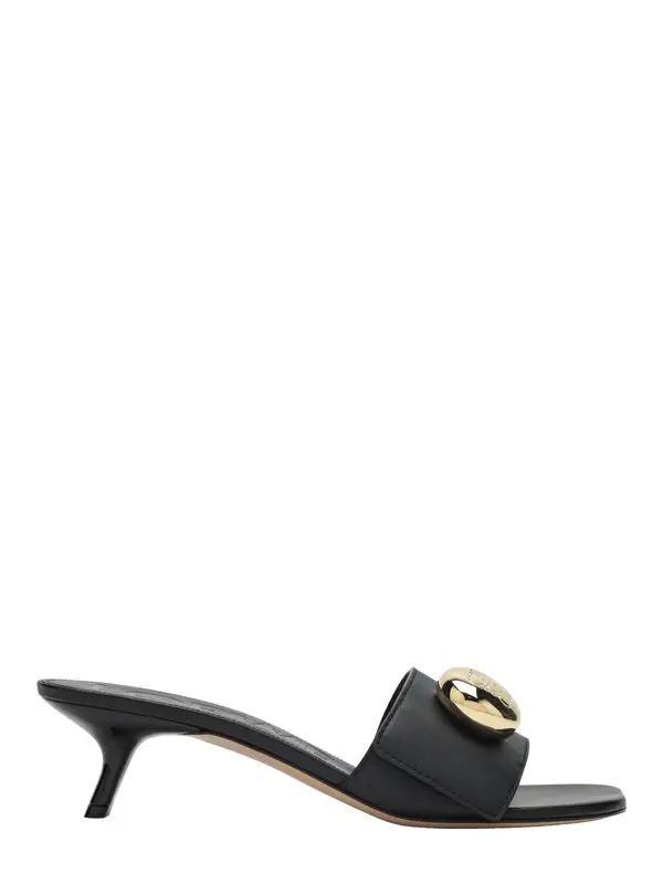 Loewe Pebble Slides In Calf Leather - Black