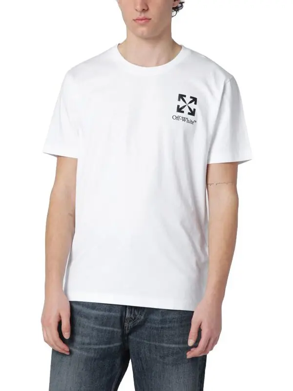 Off-White T-shirt With Small Arrow Logo - White