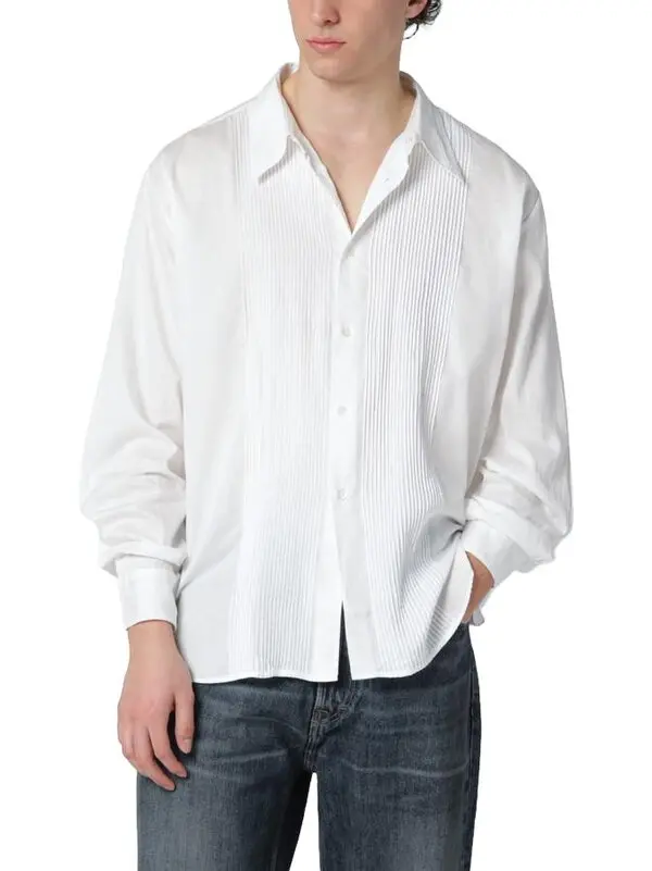 Our Legacy Ivory Shirt With Pleats On The Front And Collar - Beige