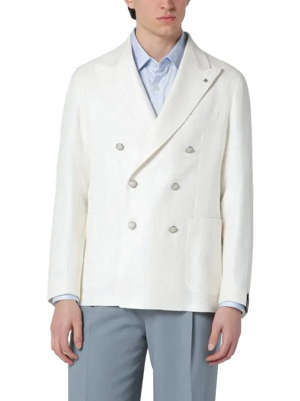 Tagliatore Double-breasted Linen-blend Jacket - White