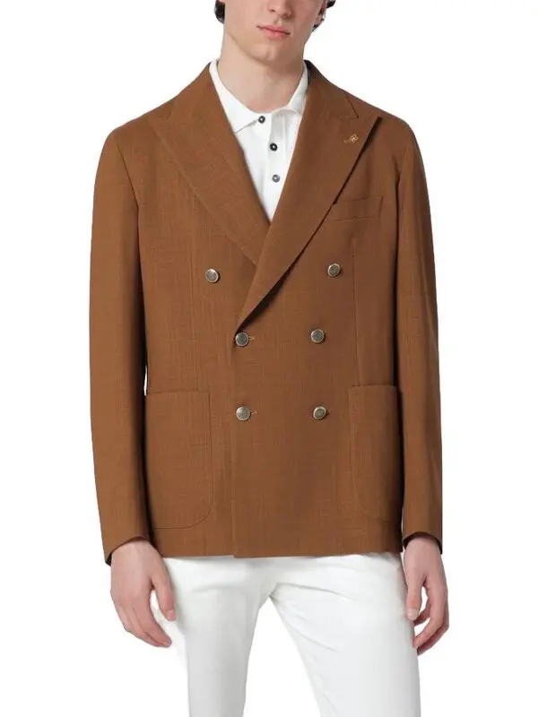 Tagliatore Double-breasted Wool Jacket - Brown