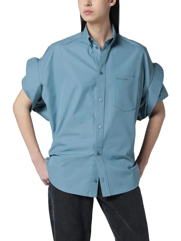 Balenciaga Collared Shirt With Turn-up Sleeves - Grey