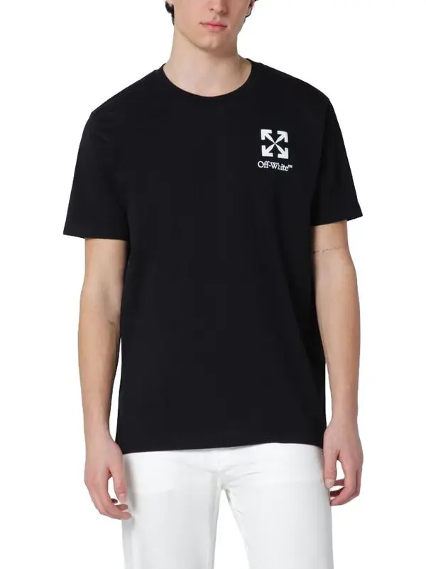 Off-White T-shirt With Small Arrow Logo - Black