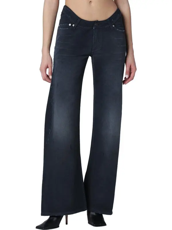 Balenciaga Wide-leg Jeans With Curved Waist - Blue