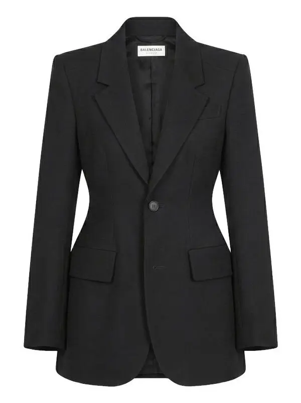 Balenciaga Hourglass Wool Twill Jacket - Black