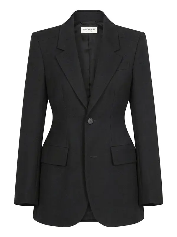 Balenciaga Hourglass Wool Twill Jacket - Black