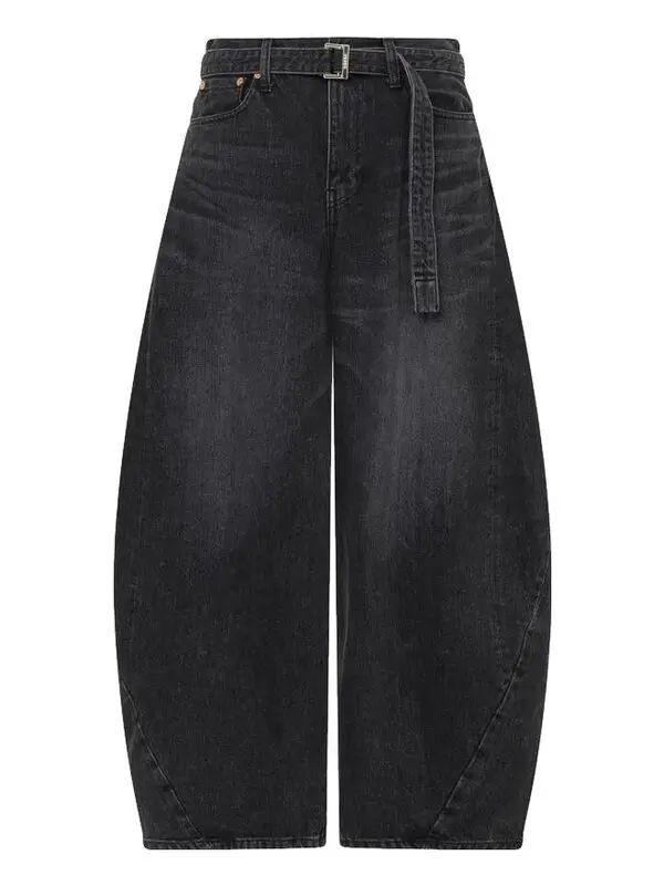 Sacai Wide-leg Denim Trousers - Black