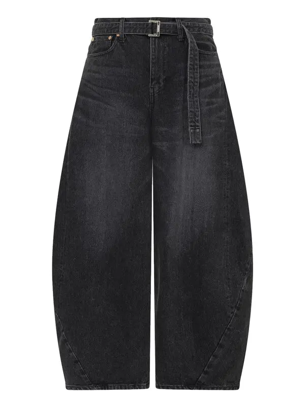 Sacai Wide-leg Denim Trousers - Black