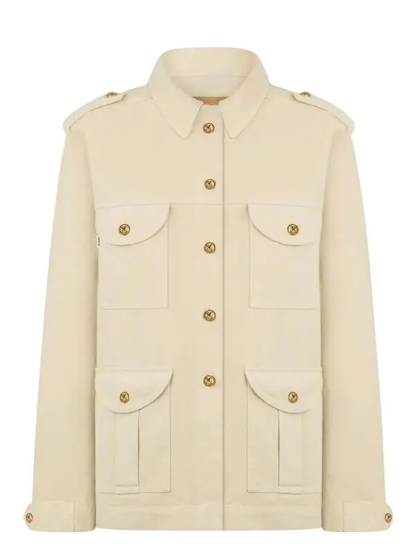 BLAZÉ MILANO Safari Jacket In Cotton Denim - Beige