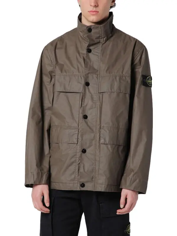Stone Island Waxed Cotton Canvas Field Jacket - Brown