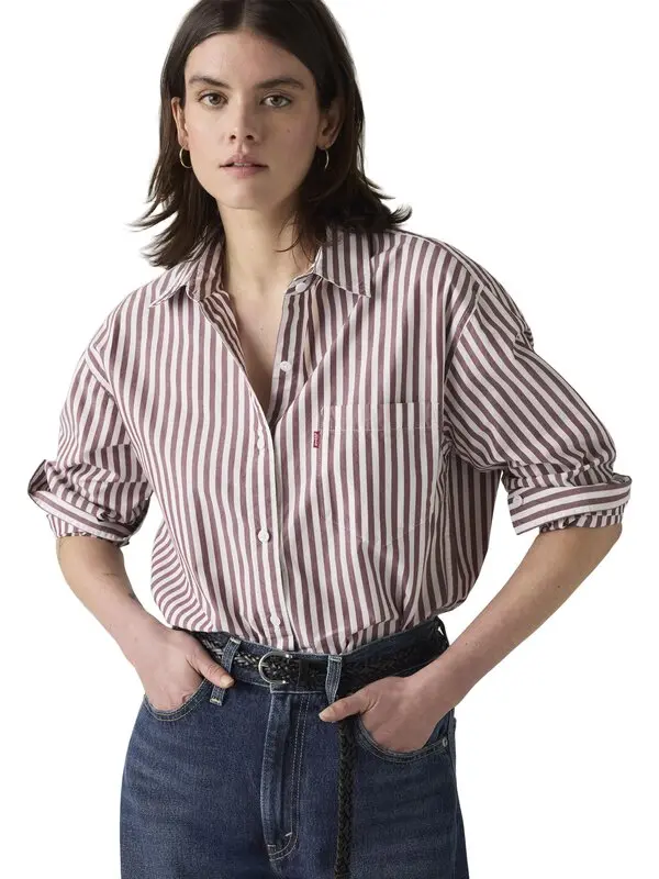 LEVI'S Harlie Boyfriend Shirt - Chocolate Truffle Stripe