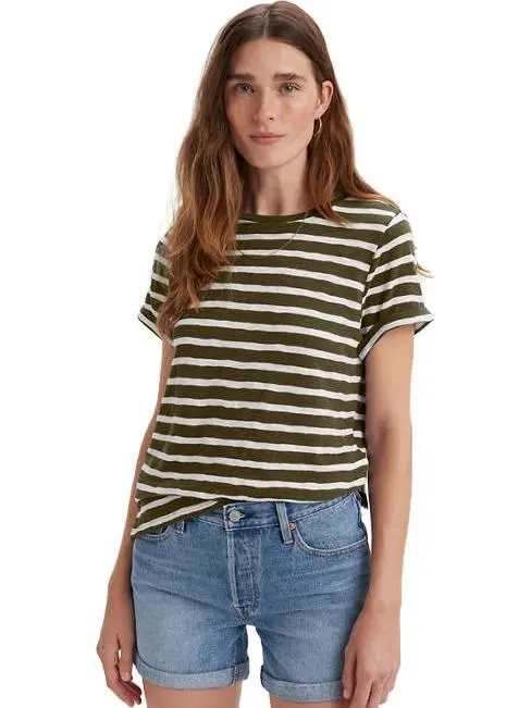 LEVI'S Margot Short Sleeve T-shirt - Captain Stripe Olive