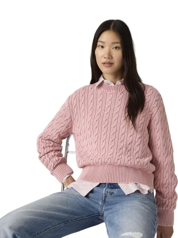LEVI'S Boyfriend Cable Crewneck Pullover - Peachskin