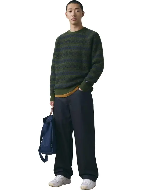 LEVI'S Raglan Crew Neck Wool Blend Sweater - Ewan Fairisle Duffel