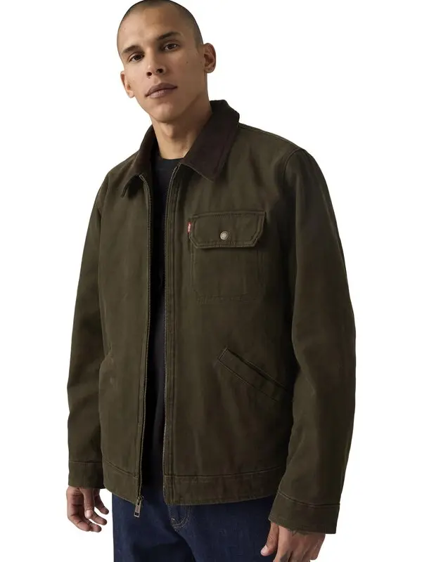 LEVI'S Cotton Canvas Depot Jacket With Blanket Lining - Olive