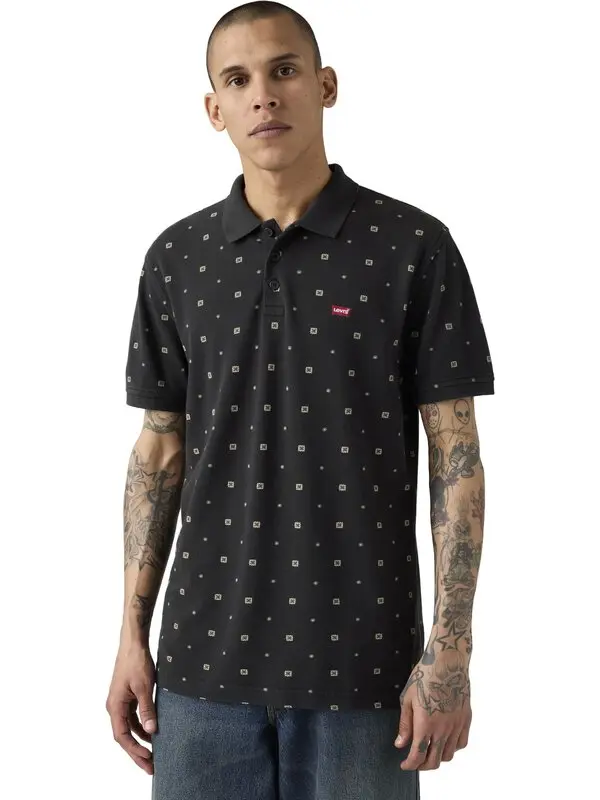 LEVI'S Housemark Polo Shirt - Ebba Geo Jet Black