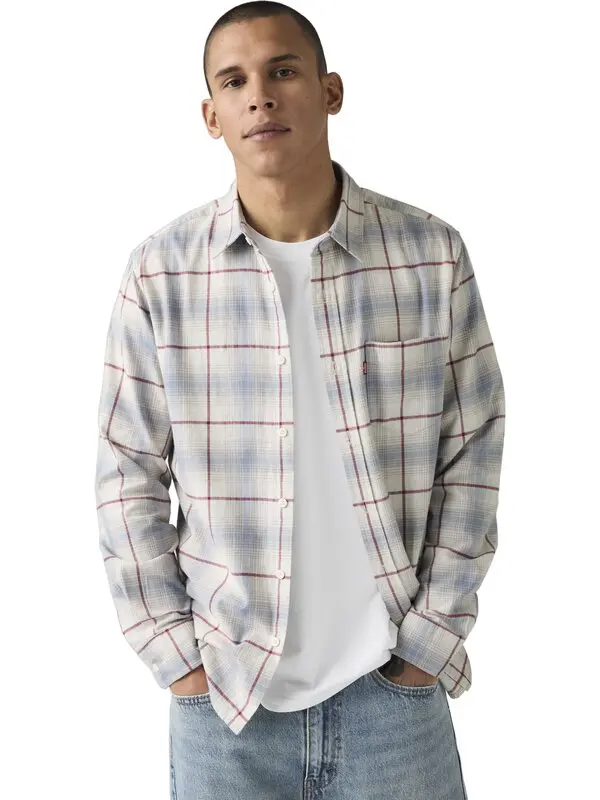 LEVI'S Classic One Pocket Standard Fit Flannel Shirt - Huxley Plaid Silver Birch