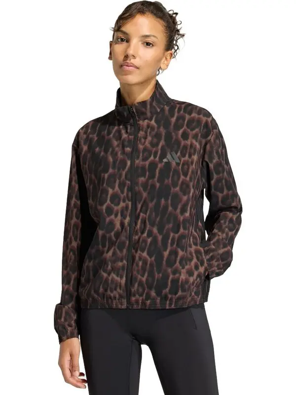 Adidas Workout Essentials Leopard Woven Jacket - Earth Strata / Black