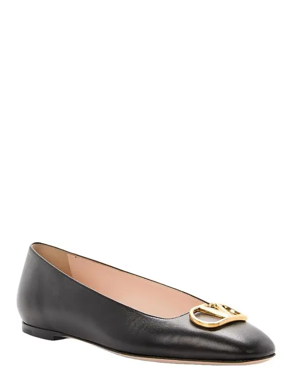 Valentino Garavani Embellished Vlogo Ballet Flats - Black