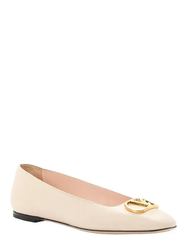 Valentino Garavani Embellished Vlogo Ballet Flats - White