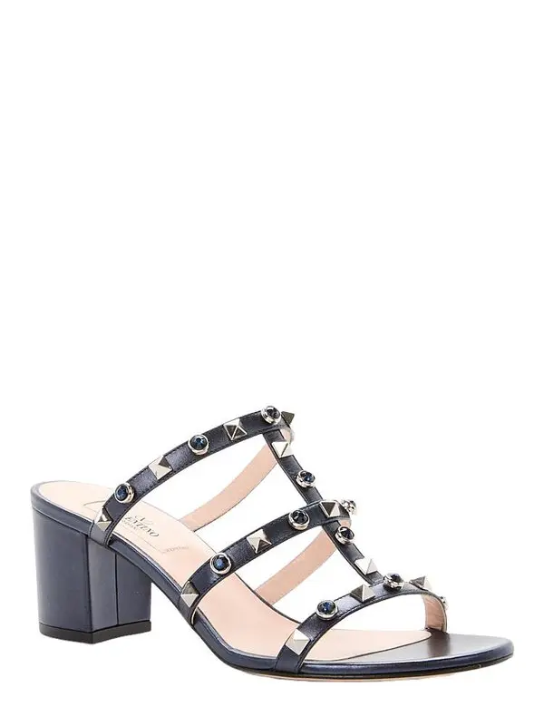 Valentino Garavani Studded Slide Sandals - Navy