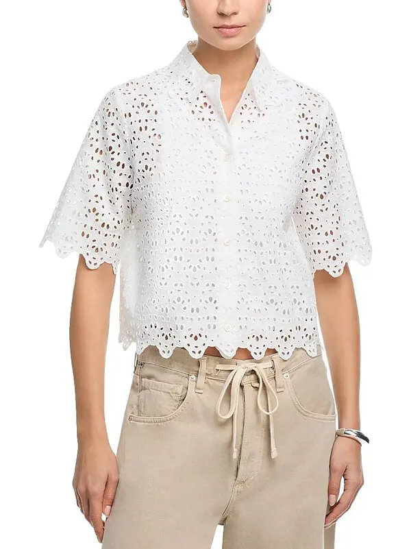 FRAME The Petal Eyelet Blouse - White