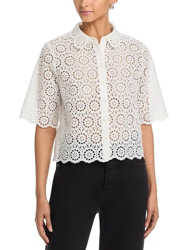 FRAME The Petal Eyelet Blouse - White