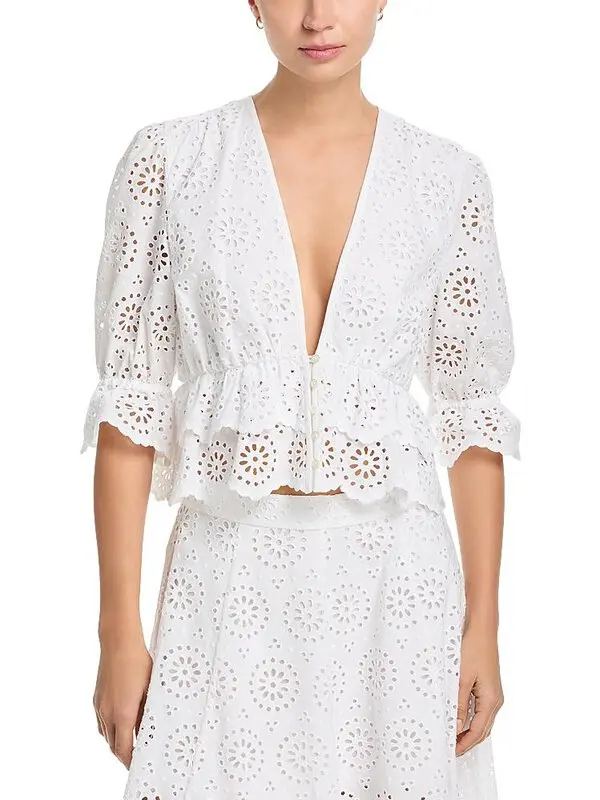 FRAME The Solstice Plunging Neck Top - White