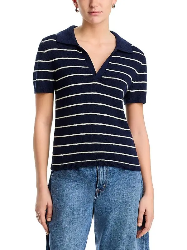FRAME The Striped Short Sleeve Polo - Navy Multi