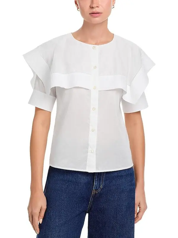 FRAME The Sleek Cape Shirt - White
