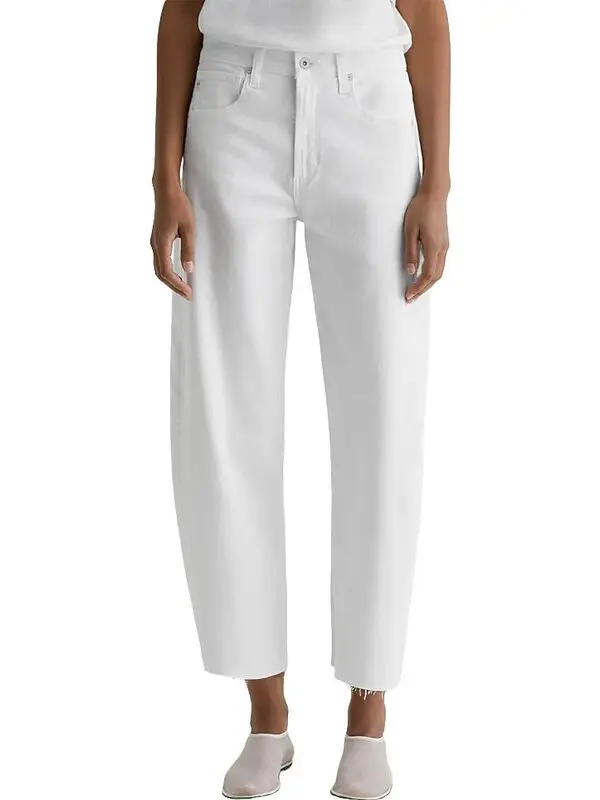 Ag Hattie Crop High Rise Barrel Leg Jeans - Gallery White