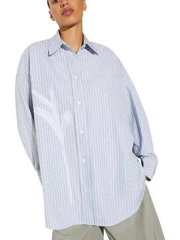 Max & Co. Striped Cotton Poplin Shirt - Light Blue