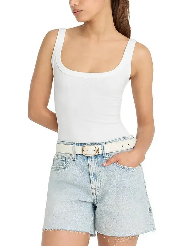 Good American Rib Tank Bodysuit - Chalk