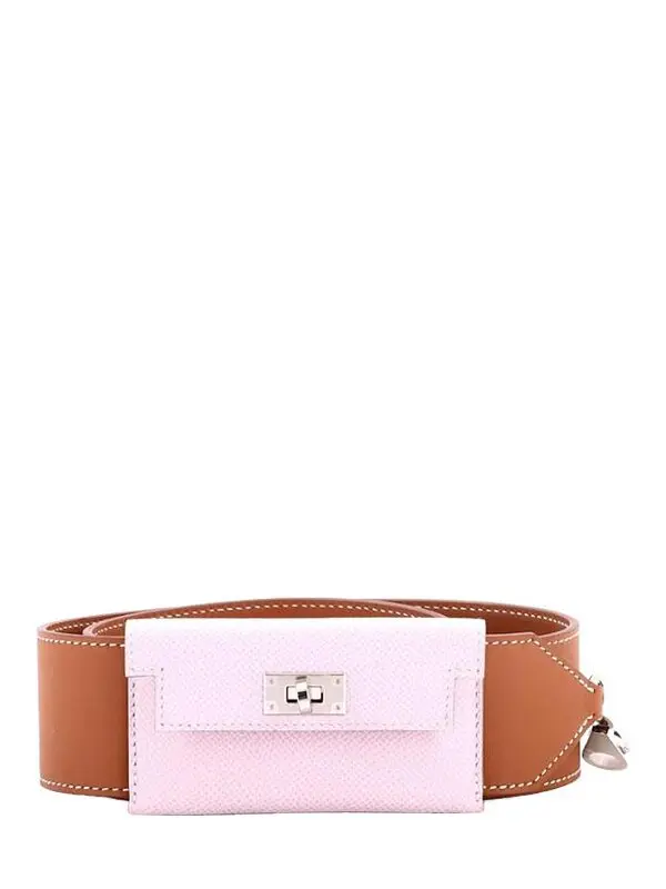 HERMES Kelly Pocket Bag With Shoulder Strap - Brown/ Brown/ Pink