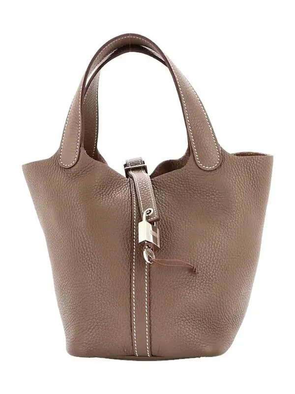 HERMES Pm Picotin Lock Bag Clemence - Gray
