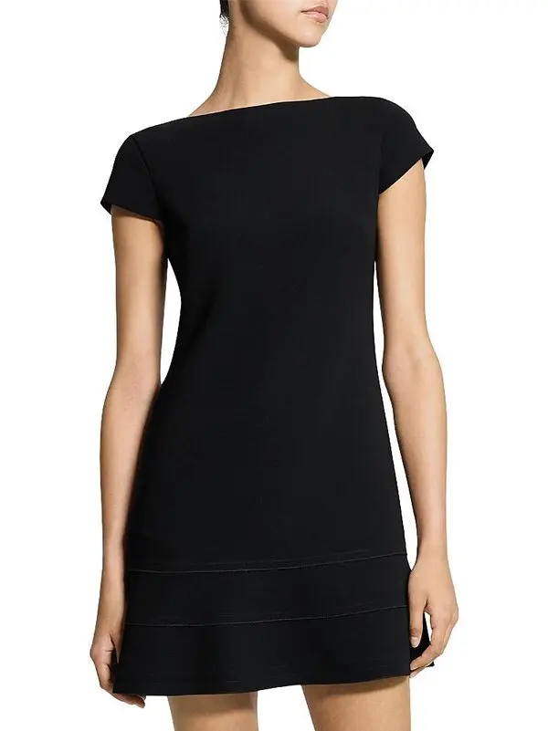 Theory Tiered Seam Cap Sleeve Dress - Black