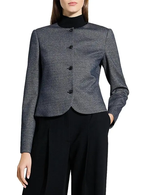 Theory Herringbone Tweed Jacket - Navy Multi