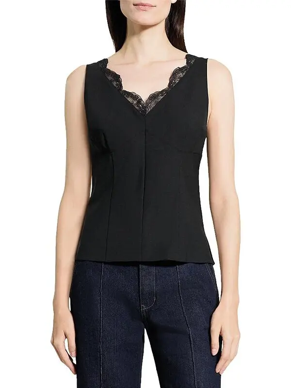 Theory Lace Tailored Top - Black