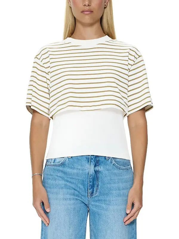 PISTOLA Camryn Boxy Overlay Tee - Tannin