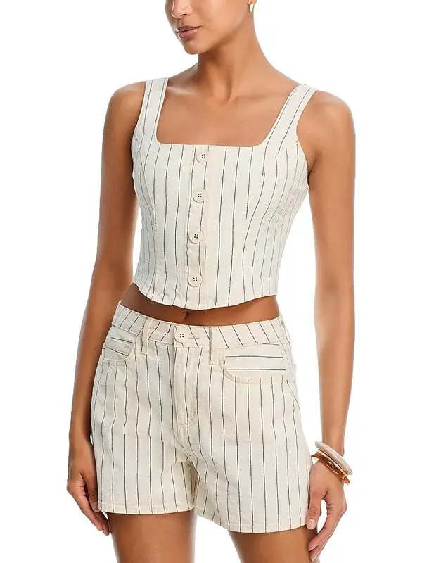 L'Agence Saga Button Front Tank - Ecru/navy Stripe