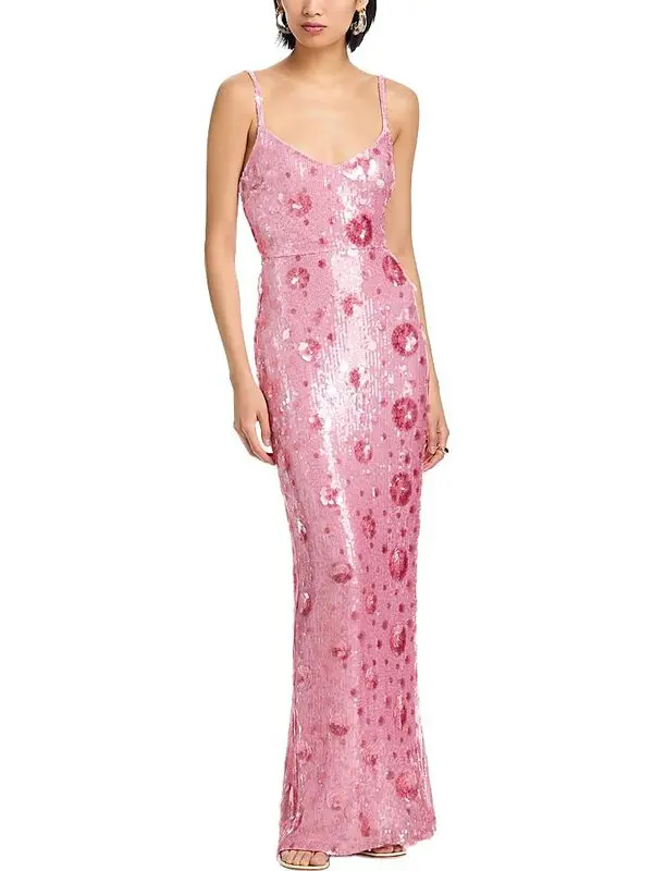 L'Agence Karma Sequin Maxi Dress - Light Rose