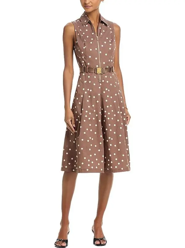 L'Agence Kylo Belted Shirt Dress - Cardomom/ecru
