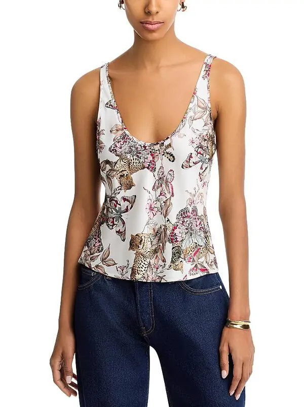 L'Agence Eddie Bias Tank Top - White Butterfly Jungle