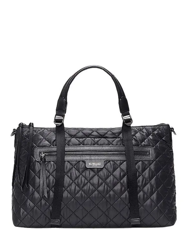 Mz Wallace Park Medium Quilted Satchel - Black/silver