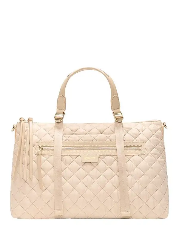Mz Wallace Park Medium Quilted Satchel - Buff/gold